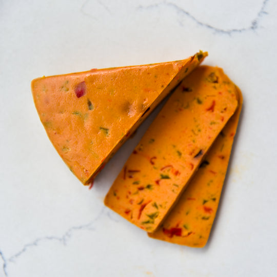 non-dairy vegan cashew Hatch Chile Cheddar - Rebel Cheese